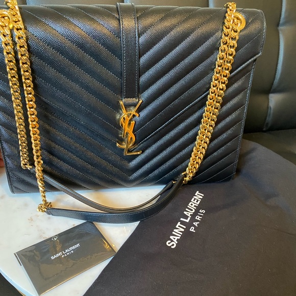 Yves Saint Laurent | Bags | Ysl Large Envelope Chain Bag In Black ...